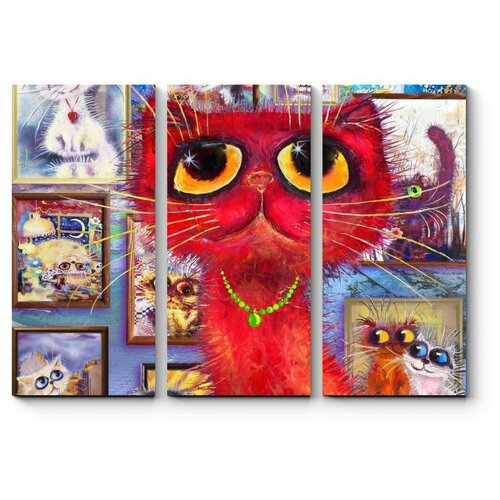 Модульная картина Красный кот гуляет по галерее 120x86
