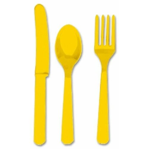 Одноразовая посуда для праздника, Весёлая затея, Столовые приборы Yellow Sunshine 24шт