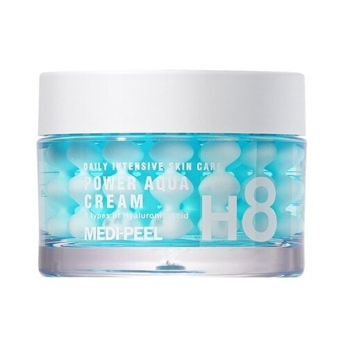 MEDI-PEEL H8 Hyaluronic Acid Formula Daily Intensive Skin Care Power Aqua Cream Увлажняющий крем для лица с пептидными капсулами, 50 мл