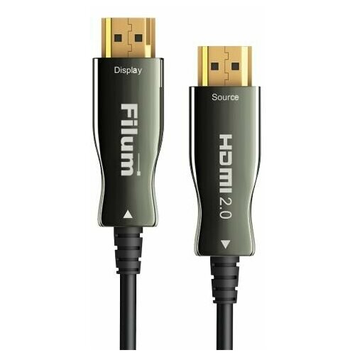 Кабель волоконно-оптический Filum FL-AOC-HDMI2.0-50M активный, оптический, 50 м, 4K/60HZ, HDMI v.2.0, ARC, 19M/19M, черный, коробка