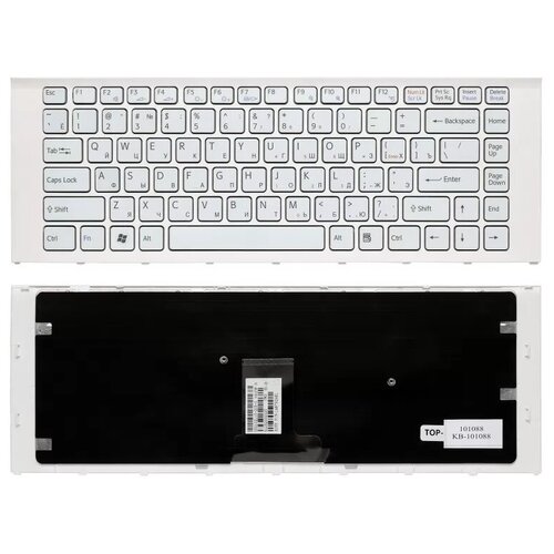 Клавиатура для ноутбука Sony Vaio VPC-EA Series. Плоский Enter. Белая, с рамкой. PN: 148792471