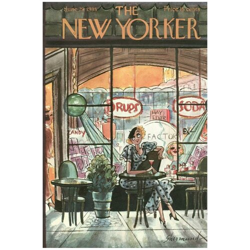 Постер / Плакат / Картина Обложки New Yorker - В кафе 40х50 см в подарочном тубусе