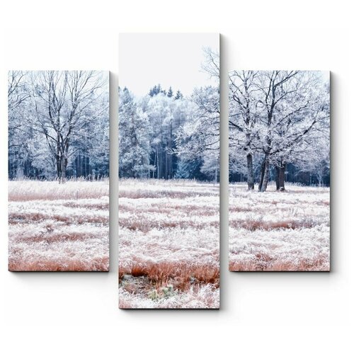 Модульная картина Зимний снежный лес60x54