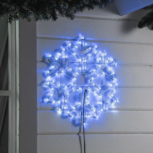 Luazon Lighting Светодиодная фигура «Снежинка», 52 см, дюралайт, 96 LED, 220 В, мерцание, свечение синий/белый