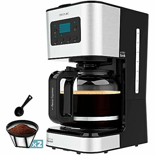 Программируемая капельная кофемашина Cecotec Coffee 66 Smart Plus. 980 Вт, вместимость 12 чашек, технология ExtemAroma, функция AutoClean, дизайн из нержавеющей стали, ЖК-экран, емкость 1,5 л