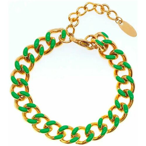 Браслет-цепочка Nouvelle mode, размер 23 см, зеленый, золотой