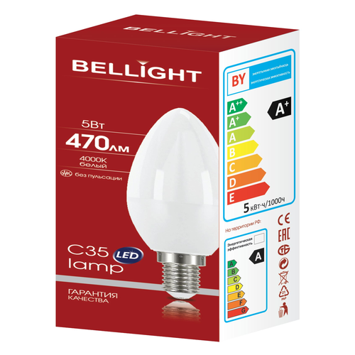 Лампа LED 5Вт 3000K 470Лм E14 IP 65 Свеча 88297881 BELLIGHT