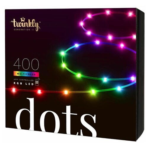 Программируемая светодиодная лента 20 м - Twinkly Dots - 400 шт. RGB + BT + Wi-Fi ( TWD400STP-BEU ) ( черный провод )