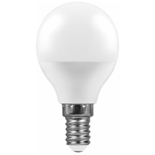 Лампа светодиодная LED 9вт Е14 белый матовый шар | код. 25802 | FERON (7шт. в упак.)