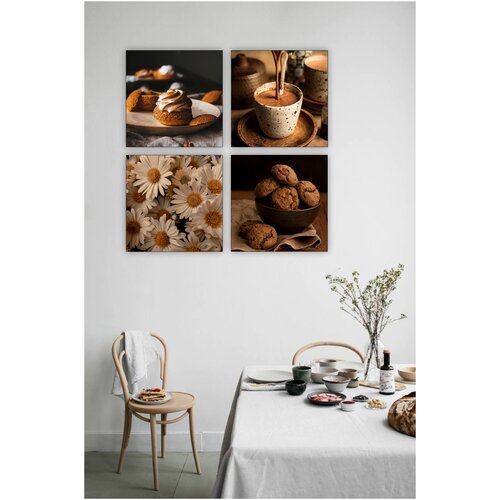 Комплект картин на дереве для кухни "Ромашки" 60*60см
