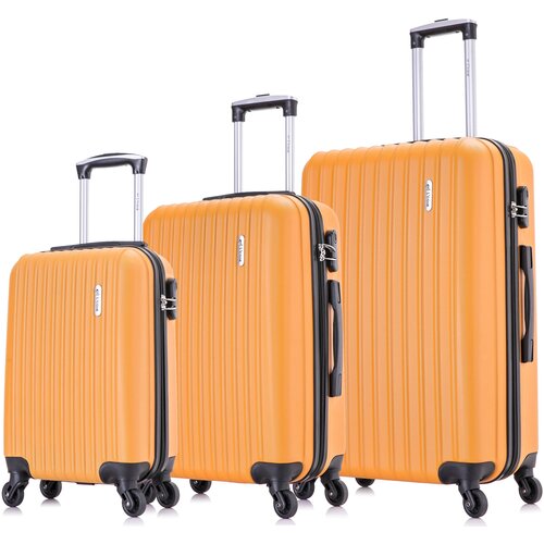Комплект чемоданов L'case Krabi, 3 шт., 94 л, размер S/M/L, оранжевый