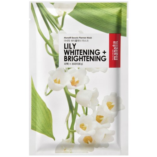 Manefit Lily Whitening & Brightening тканевая маска с лилией для выравнивания тона, 20 мл