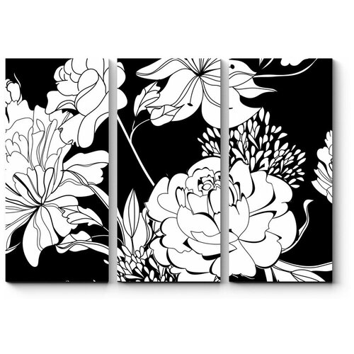 Модульная картина Белые цветы 60x43