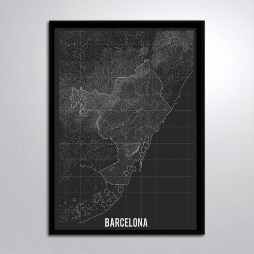 Постер в раме/Постер для интерьера/Плакат Интерьерный Карта Барселона BARCELONA
