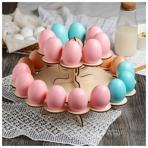 Доляна Подставка для яиц пасхальная, 2-х ярусная, 24 ячейки, 30×30×20 см