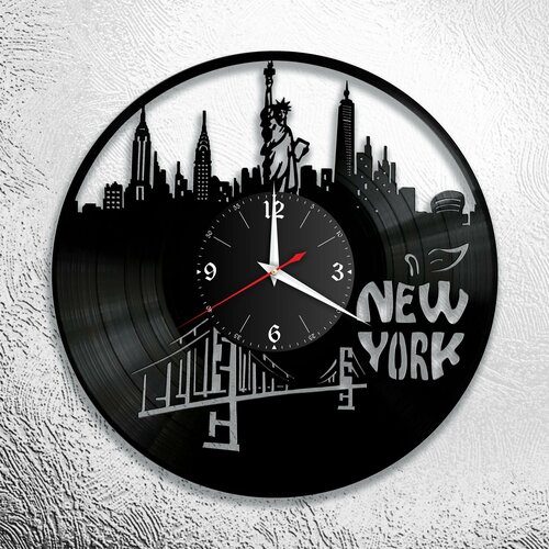 Настенные часы из виниловой пластинки с изображением Нью-Йорка/New York