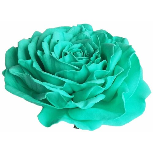 Заколка-брошь для волос/одежды/сумки большой цветок роза бирюзовая 0028