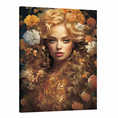 Интерьерная картина 50х70 "Женщина с золотыми волосами"