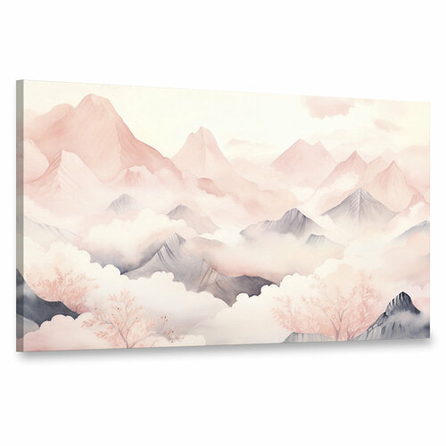 Интерьерная картина 100х60 "Горы в розовых оттенках: магия природы"