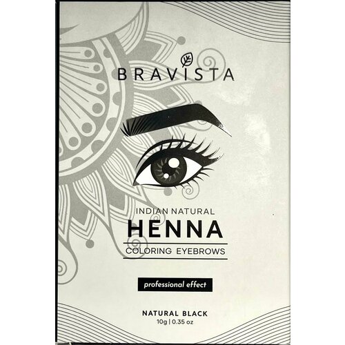 Indian natural HENNA, coloring eyebrows, NATURAL BLACK, Bravista (Индийская натуральная ХНА, краска для бровей, натуральный черный, Брависта), 10 г.