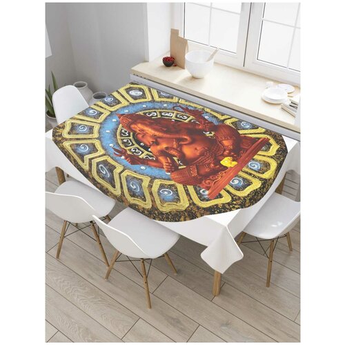 Скатерть прямоугольная JoyArty на кухонный стол "Индийское божество" из оксфорда, 180x145 см