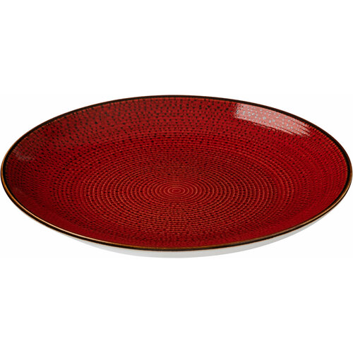 Тарелка Kunstwerk мелкая Джаспер 226х226х25мм, фарфор, красный
