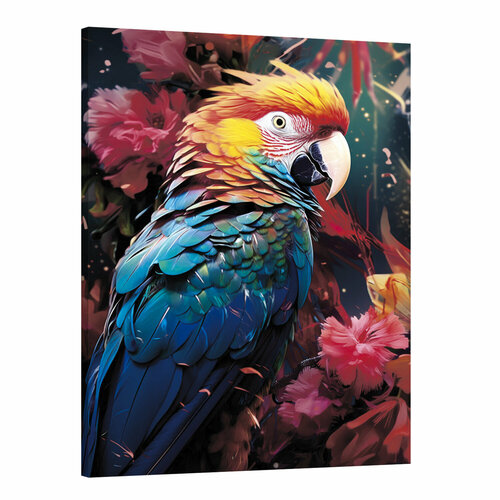 Интерьерная картина 50х70 "Песня тропиков: попугай с голосом волшебства"