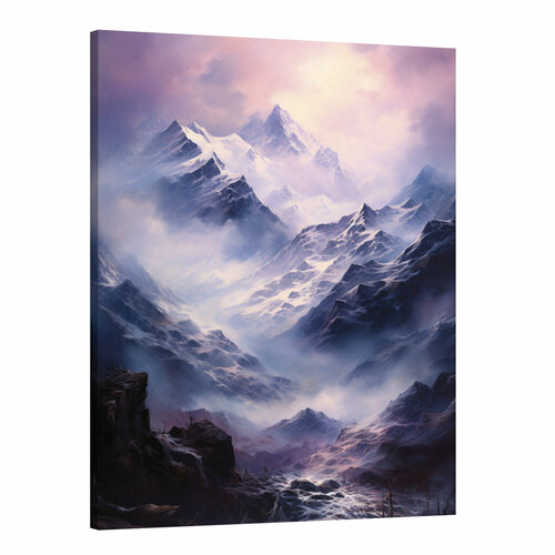 Интерьерная картина 50х70 "Горы в сумерках: мистическая атмосфера"