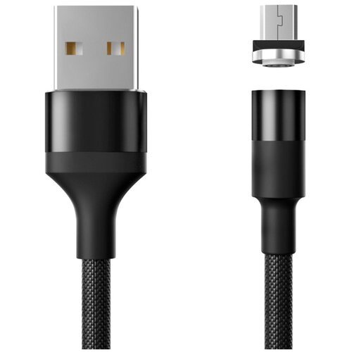 Магнитный кабель для зарядки телефонов Micro-USB, Qualcomm 3.0/QC, 1.2 м, нейлоновая оплетка, алюминиевый корпус, цвет черный