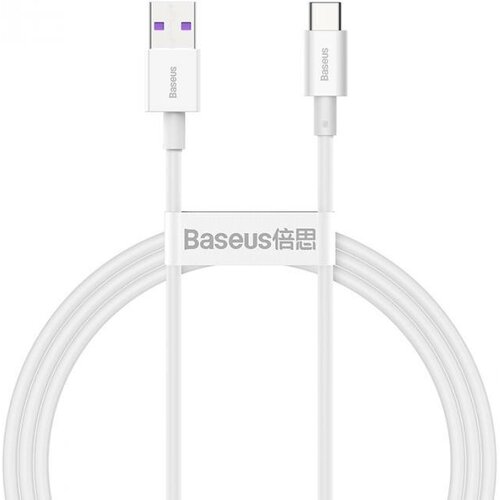 Кабель USB BASEUS Superior Series Fast Charging 66W, Type-C, 6.0А, длина 1.0 м, белый