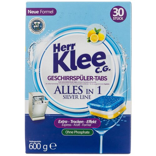 Таблетки для посудомоечной машины Herr Klee Silver Line таблетки, 30 шт., 0.6 кг, коробка