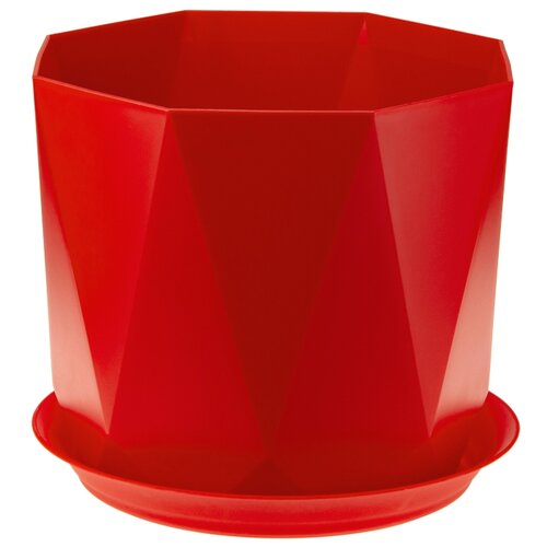 Кашпо IDEA (М-Пластика) с поддоном Призма, 1л, 13x11 см, красный