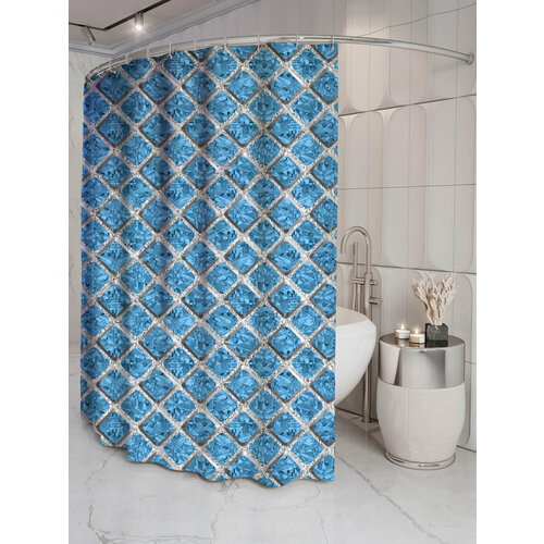 Штора для ванной "Welida blue",170x200 см с кольцами