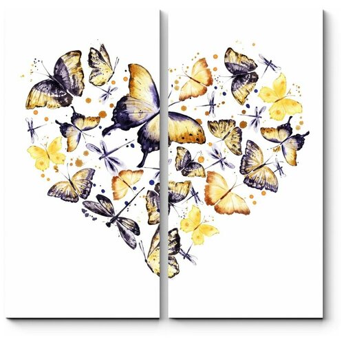 Модульная картина Винтажные бабочки 120x120