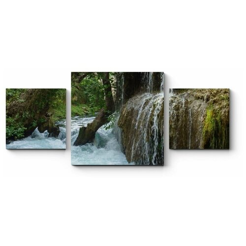 Модульная картина Водопад в лесу100x43