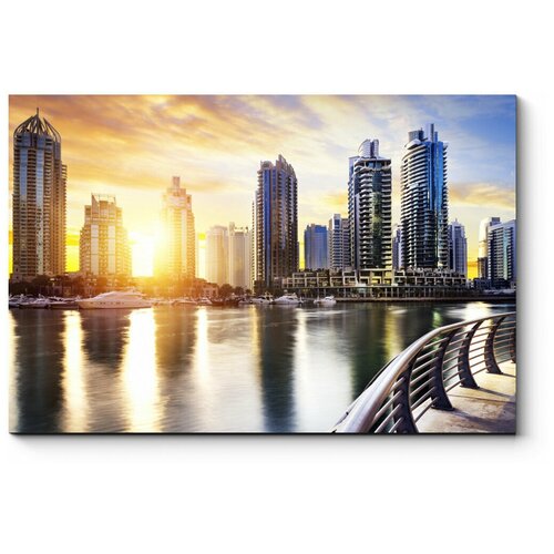 Модульная картина Небоскребы Дубая в утренних лучах солнца 130x87