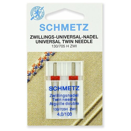 Игла/иглы Schmetz 130/705 H ZWI 4/100 двойные универсальные, серебристый, 2 шт.