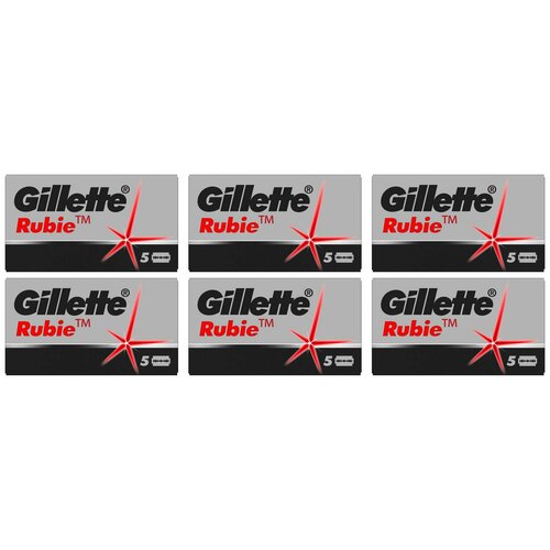 GILLETTE Сменные лезвия для безопасных бритв Rubie, 5шт, 6 уп/