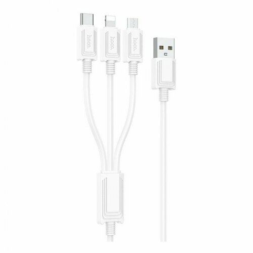 Дата-кабель Hoco X74 USB-Type-C/MicroUSB/Lightning, 1 м, белый