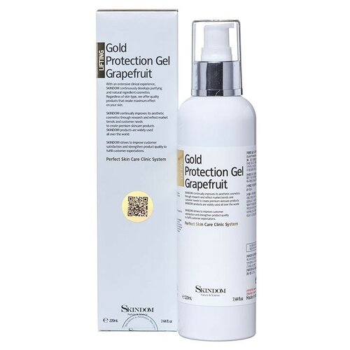SKINDOM Gold Protection Gel Grapefruit многофункциональный гель для лица с золотом и экстрактом семян грейпфрута, 220 мл