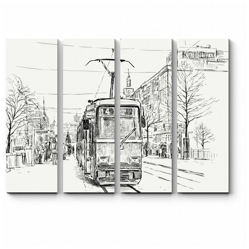 Модульная картина Городской пейзаж в черно-белом 80x60
