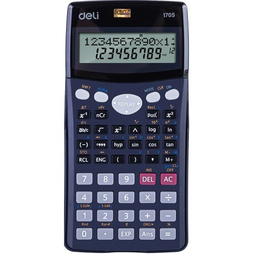 Калькулятор научный Deli 10 разрядов, питание от батареек, 240 функций, 157x77 мм, черный (E1705)