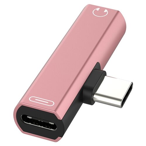 Переходник/адаптер GCR USB Type-C (M) - USB Type-C (F) - mini jack 3.5mm (GCR-UC2AUX) только для зарядки, розовый