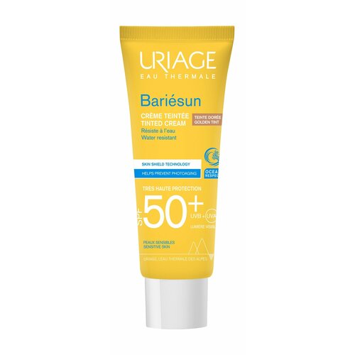 Золотистый солнцезащитный тональный крем для чувствительной кожи тела Uriage Bariesun Tinted Cream Golden Tint SPF 50+ /50 мл/гр.