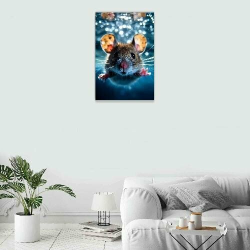 Картина на холсте 60x90 Альянс Лес "Мышка под водой" на подрамнике / интерьер/ декор