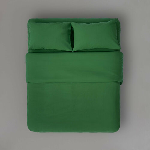 Постельное белье из вареного хлопка, зеленый, евро макси, наволочки 70х70 см