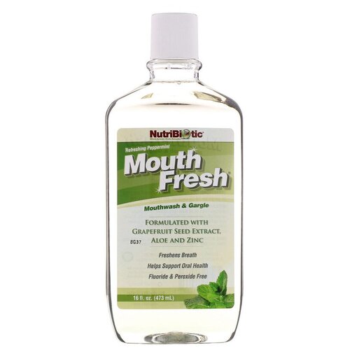 NutriBiotic ополаскиватель для полости рта Mouth Fresh освежающая перечная мята, 473 мл, мята