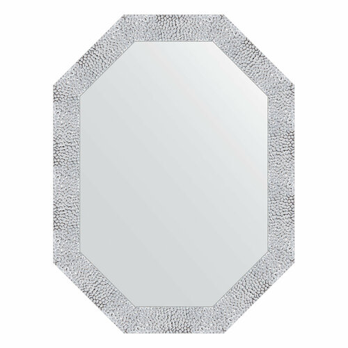Зеркало настенное Polygon EVOFORM в багетной раме чеканка белая, 62х82 см, для гостиной, прихожей, кабинета, спальни и ванной комнаты, BY 7279
