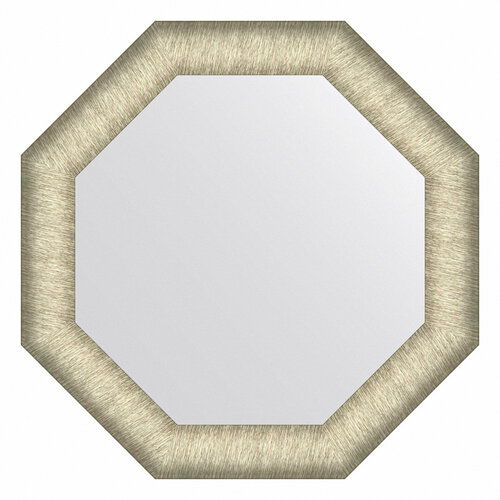 Зеркало настенное Octagon EVOFORM в багетной раме брашированное серебро, 50х50 см, для гостиной, прихожей, спальни и ванной комнаты, BY 7421