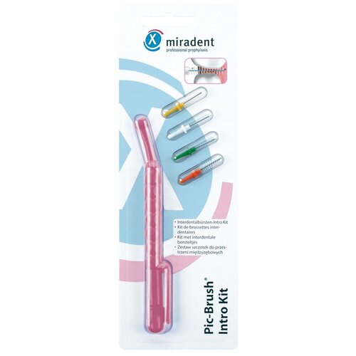 Зубной ершик miradent Pic-Brush Intro Kit, розовый, 4 шт.